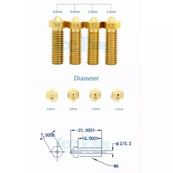 tete extrudeuse volcano cuivre 0 4mm filament 1 75mm