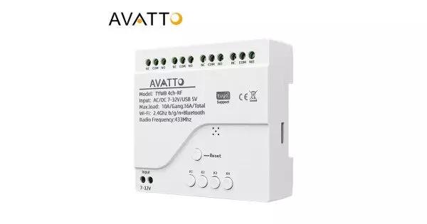 Avatto Module De Commutation Wifi 4 Canaux Wifi Bluetooth Rf433 Mhz Tuya